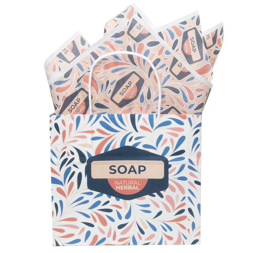 BWH8353WW | White Handle Shoppers with Tissue Paper